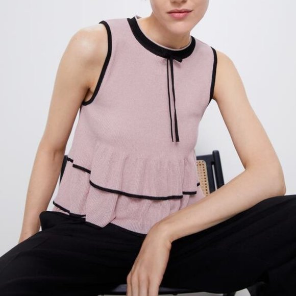 Zara | Tops | Zara Ruffle Knit Sparkle Sweater Nwt | Poshmark